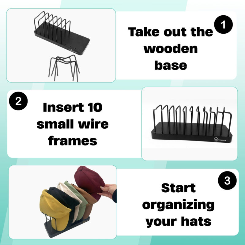 10-Cap Hat Rack Organizer – Space-Saving, Sturdy & Stylish Display for ...